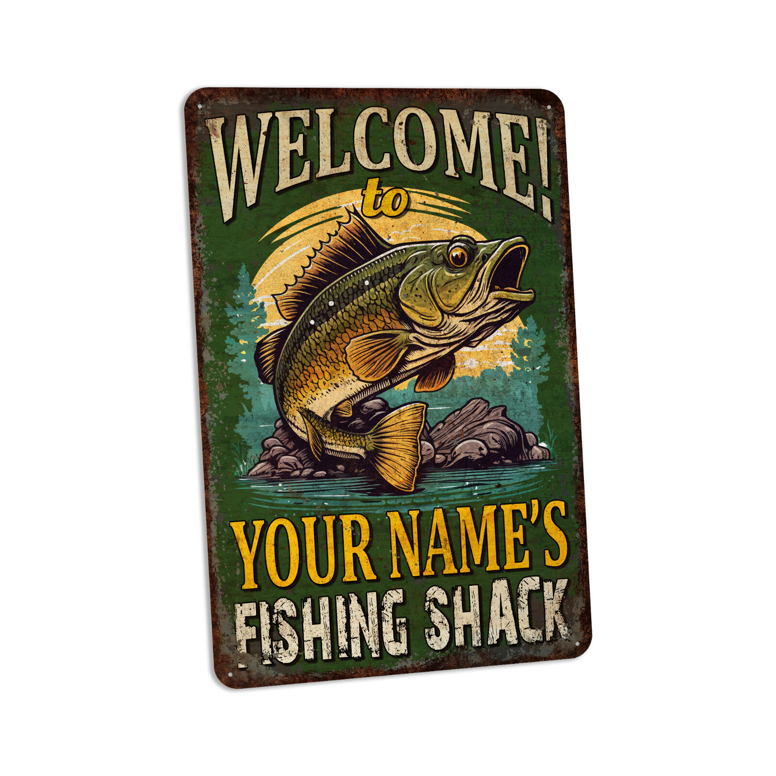 Personalized Fishing Sign Shack Man Cave Lake House Decor Gift Bass ...