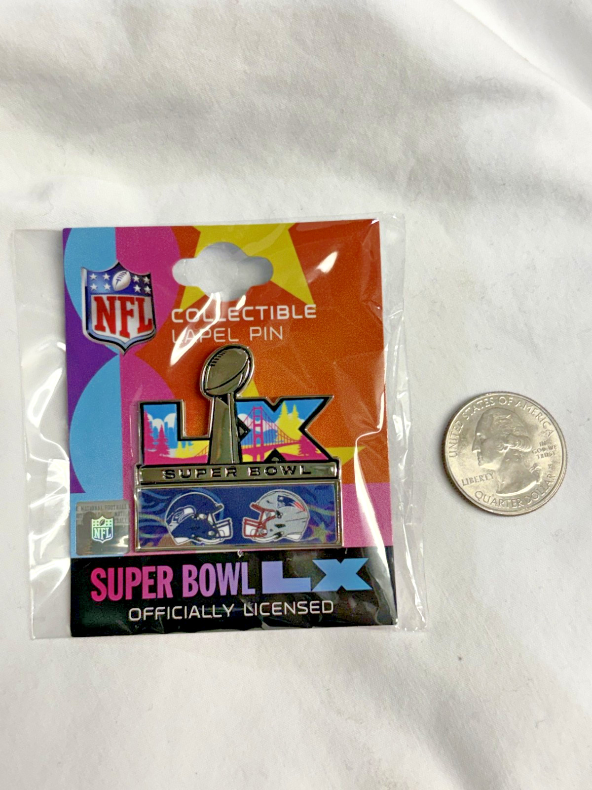 NFL Super Bowl 60 Dueling Logo Pin Seattle Seakawks vs New