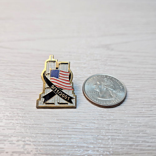 9-11-2001 Twin Towers American Flag Enamel Lapel Pin World Trade Center ...