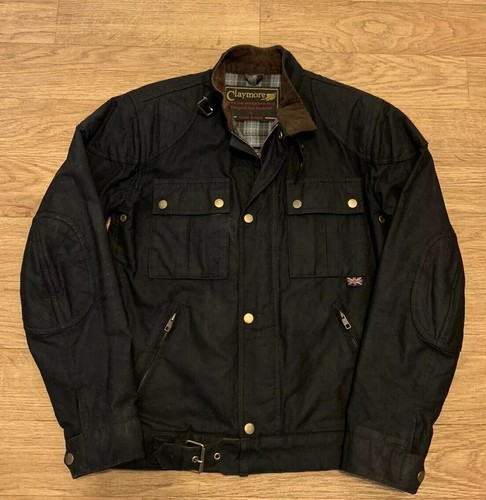 Claymore Full Zip Buckle Navy Blue Motorcycle Jacket Men's Small Made ...