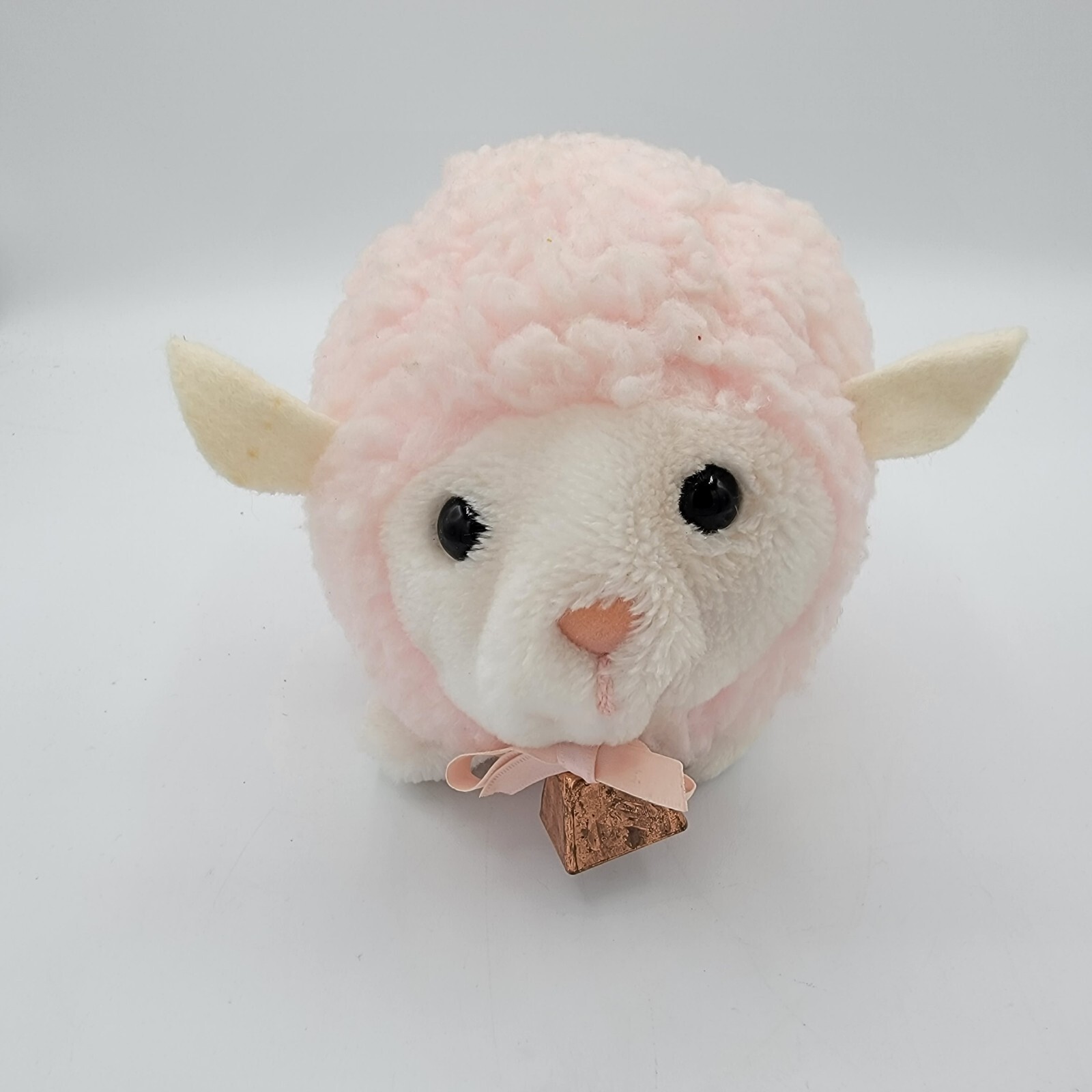 Vintage Eden Toys Round Pink Sheep Lamb 8" Inch Plush With Metal Bell ...