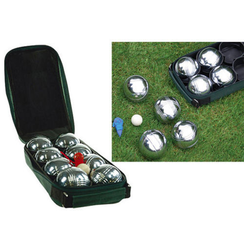 NEW STEEL 8 PC FRENCH BOULES SET PETANQUE BALLS FREE CARRY CASE GARDEN ...