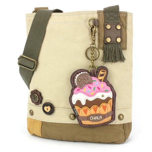 New Chala Patch Crossbody Sand Bag Canvas Cupcake Coin Purse gift Beige ...