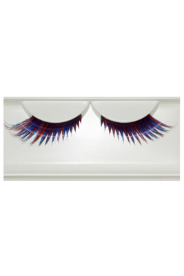 Blue and Red Feather Lashes, Human Hair Eyelashes, Drag Queen, Cross ...