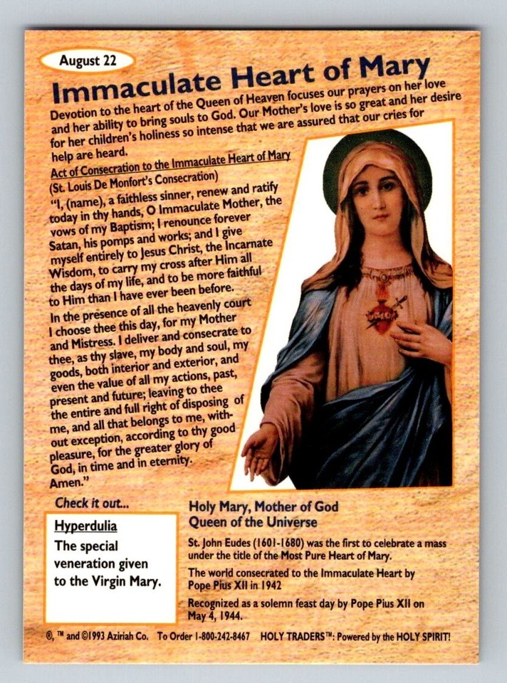 HOLY TRADERS Immaculate Heart of Mary - 1993 Aziriah Co - Catholic ...