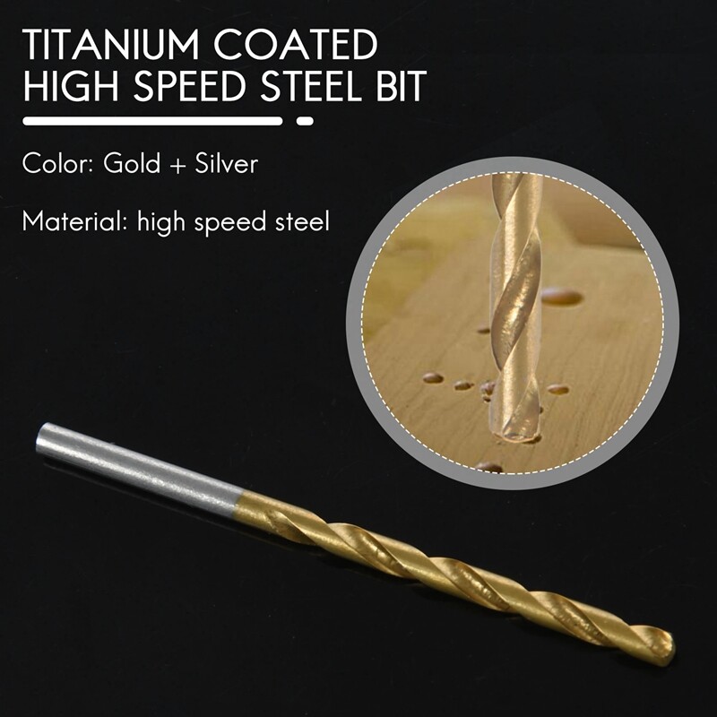 50 Pcs Titanium Coated High Speed Steel Drill Bit Set Tool 1/1.5/2/2.5 ...