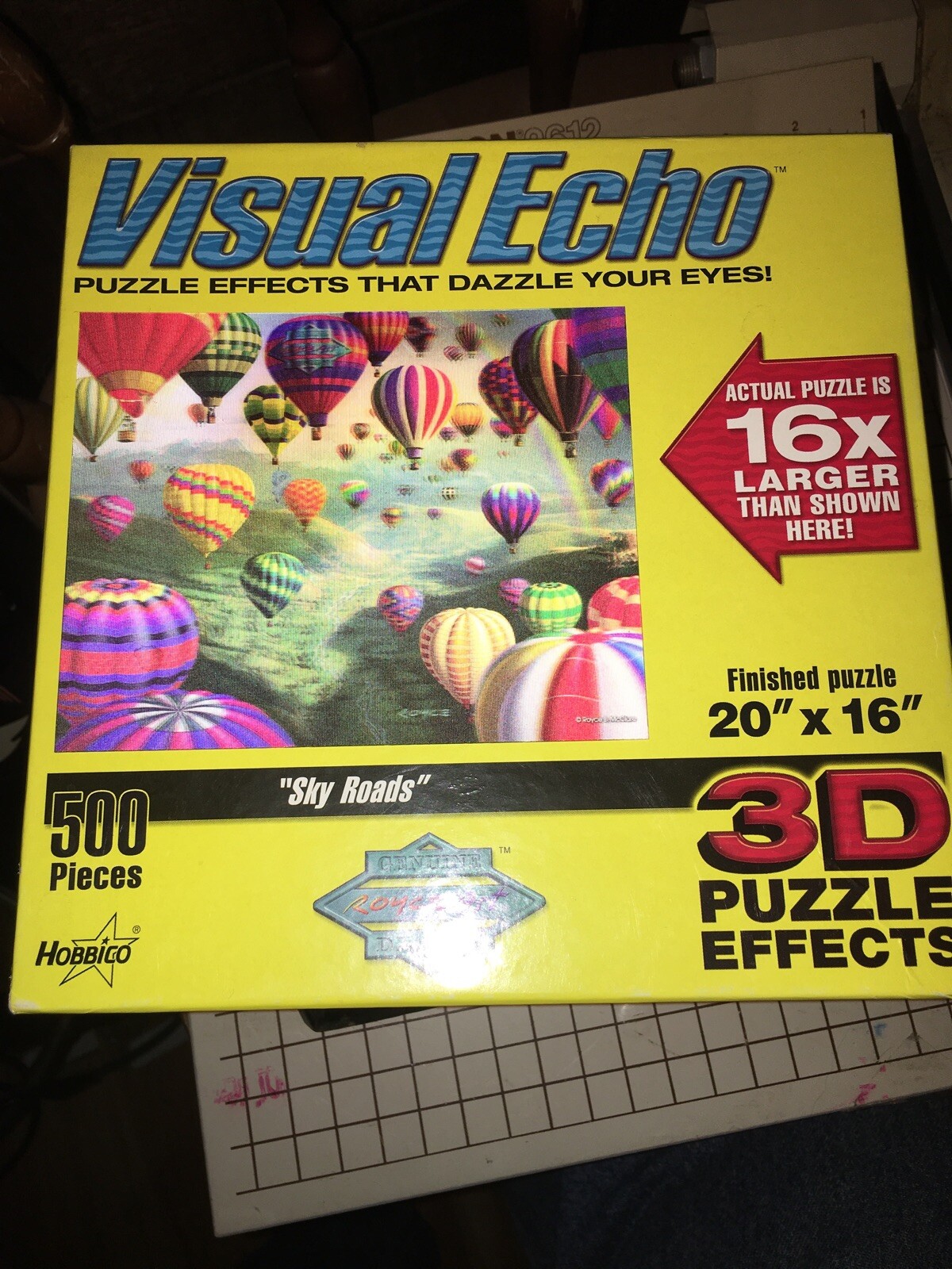 Hobbico Visual Echo 3D Effects Puzzle 'Sky Roads' 500 Pieces Hot Air ...