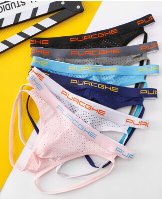 3Pack New Mesh Men's Thong Breathable Double Strap Men's Ice Silk ...