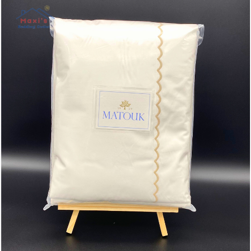 Matouk Astrid Cotton TWIN Sheet set 3pc Set Champagne/White NEW | eBay