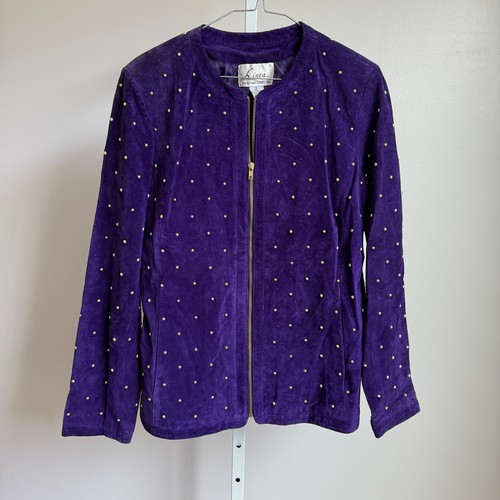 Linea by Louis DellOlio sz S purple moto VTG studded 100% leather ...