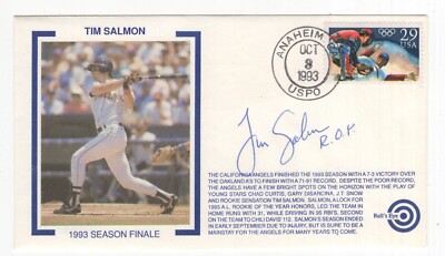 10/3/1993 Cachet Envelope 1993 SEASON FINALE AUTOGRAPH by TIM SALMON ...