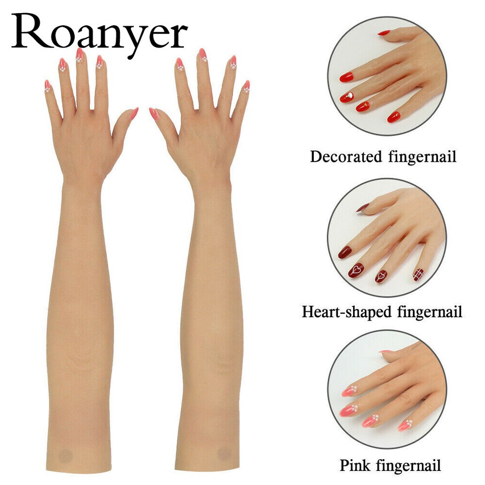 Roanyer Female Gloves Silicone Realistic Hand Fake Finger With Nails ...
