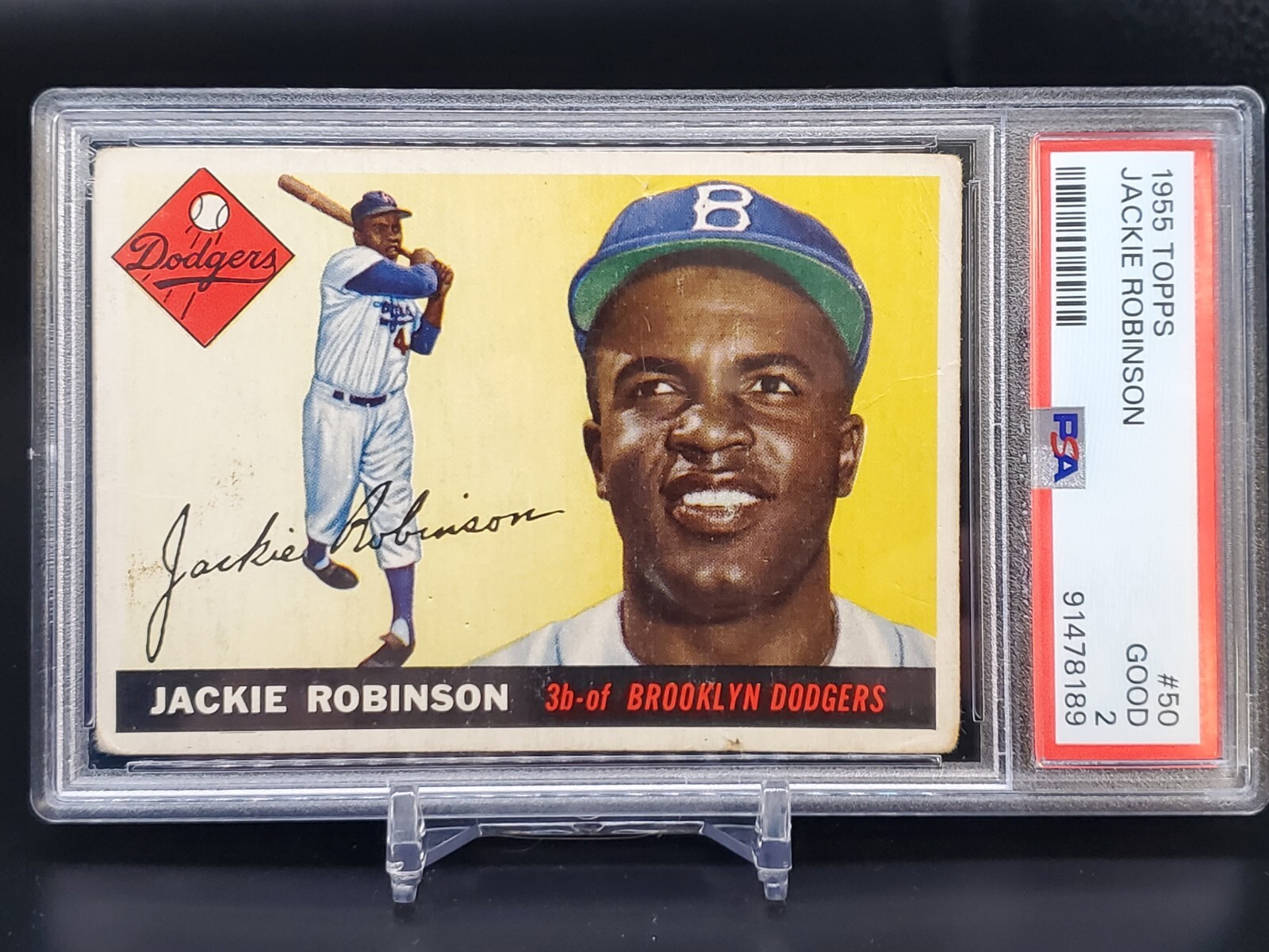 1955 Topps - Diamond Missing Small Part by "D" in Dodgers #50 Jackie ...