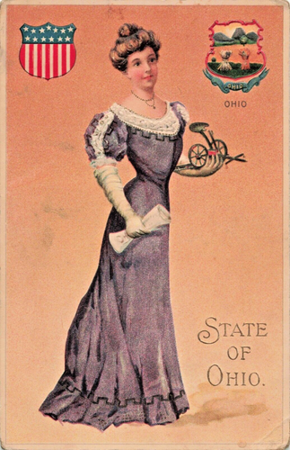 Postcard OH State of Ohio-Patriotic Images in Relief Embossed-Antique ...