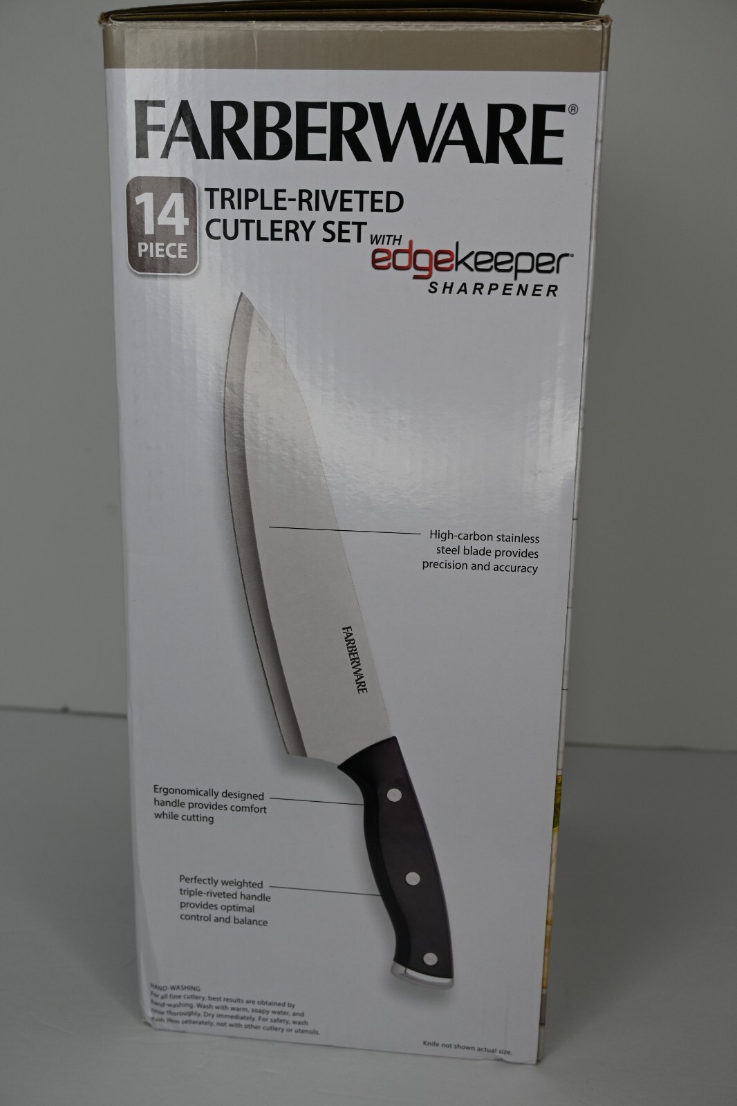 Farberware Triple Rivet Knife Block Set with Edgekeeper Sharpener 14 ...