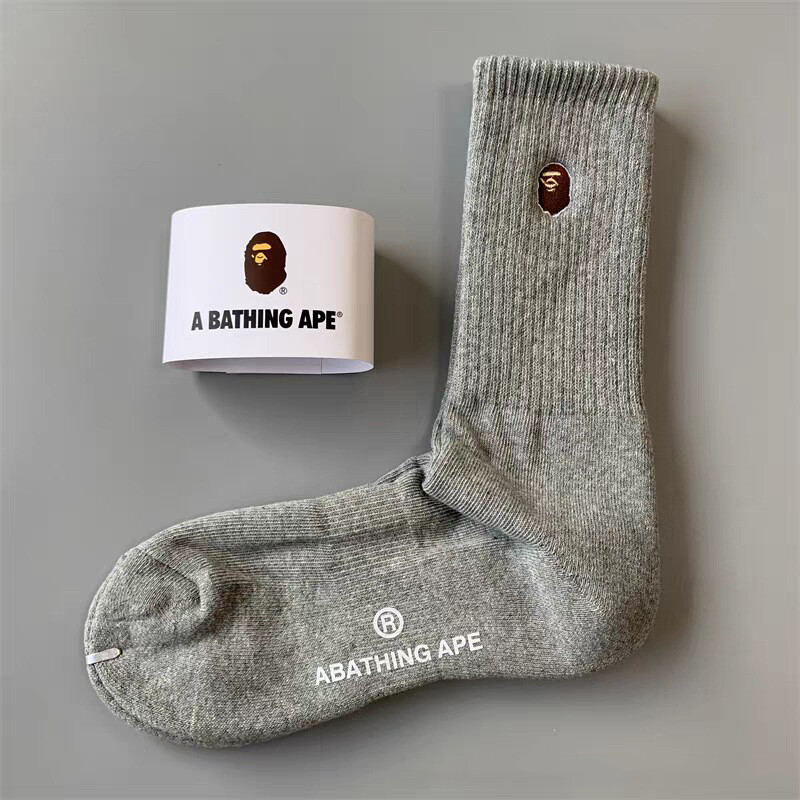 BAPE A Bathing Ape Head Embroidered Crew Socks - 3pcs | eBay