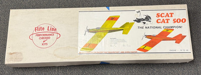 FLITE LINE MODELS "SCAT CAT" Vintage RC Airplane Kit Wood Quickie 500 ...