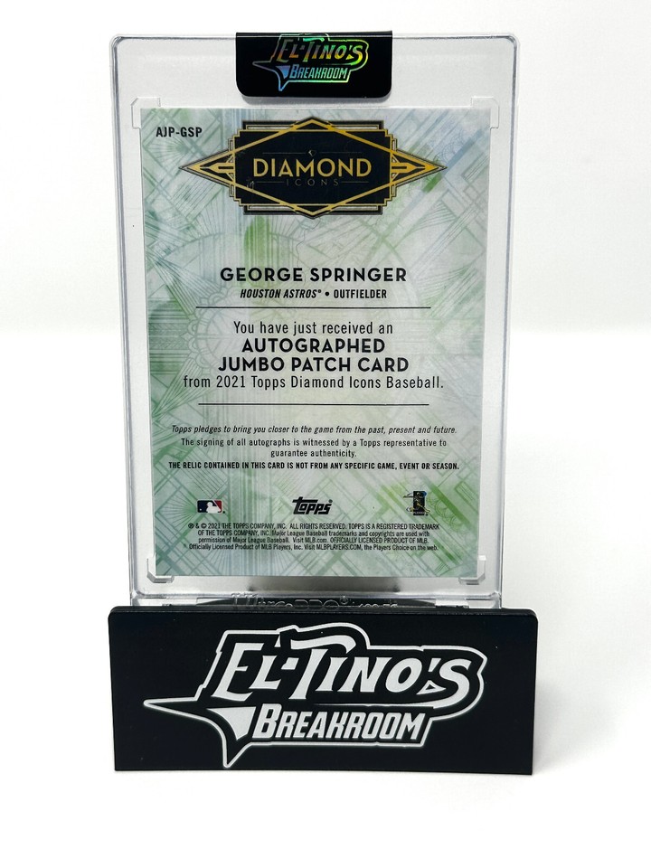GEORGE SPRINGER 2021 Topps Diamond Icons 19/25 Auto AJP-GSP Patch ...