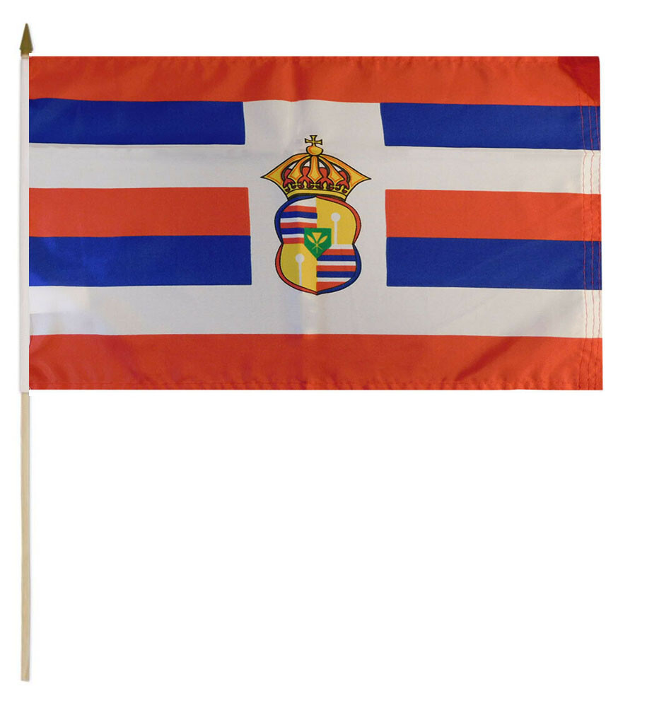 Standard Of The Hawaiian King Kanaka Kalākaua 12"x18" Stick Flag Wood ...