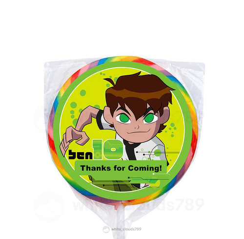 24 Ben 10 Custom 1.67" Sticker Labels for Bag Birthday Party Favor ...