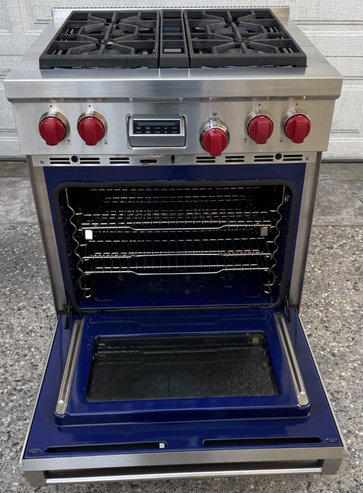 Wolf DF304 - 30" PRO Dual Fuel Range 4 Burners Stainless Red Knobs | eBay