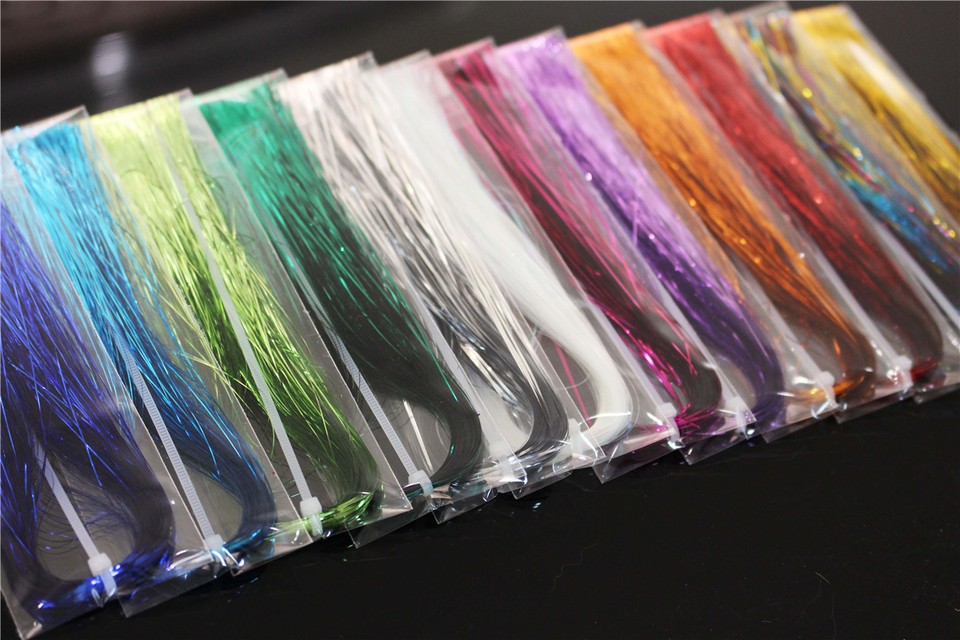 12 Colors 0.3mm Flashabou Tinsel Flat Mylar Crystal Flash Fly Tying ...