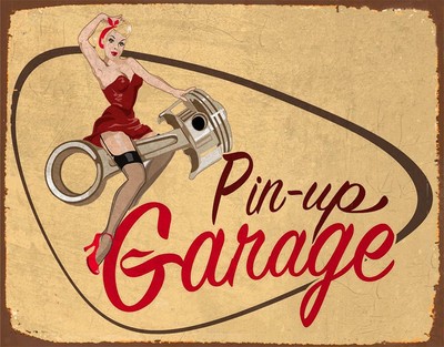 PIN UP GIRL VINTAGE GARAGE WORKSHOP METAL TIN SIGN POSTER WALL PLAQUE ...