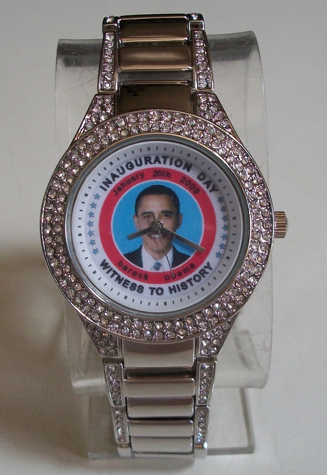 44th U.S.President Barack Obama Silver Finish Rhinestone Fashion Dressy ...