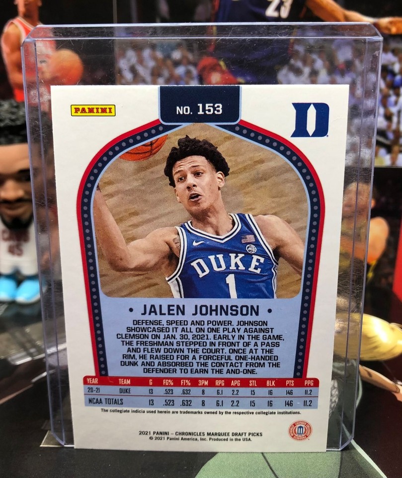 2021 Panini Chronicles Draft Picks Marquee #153 Jalen Johnson Rookie ...