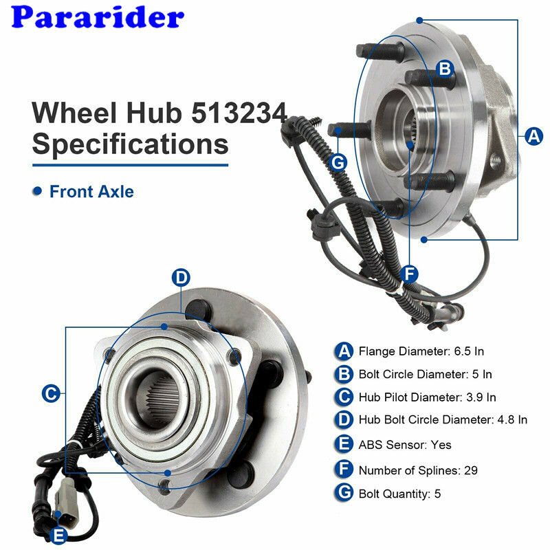 2 Front Wheel Bearing Hub Assembly w/ABS 513234 Fits 2005-2010 Jeep ...