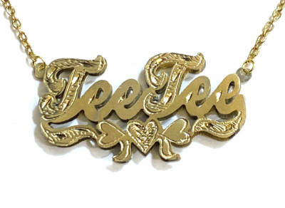 PERSONALIZED 14K GP 3D DOUBLE PLATED SCRIPT NAME PLATE NECKLACE ANY ...