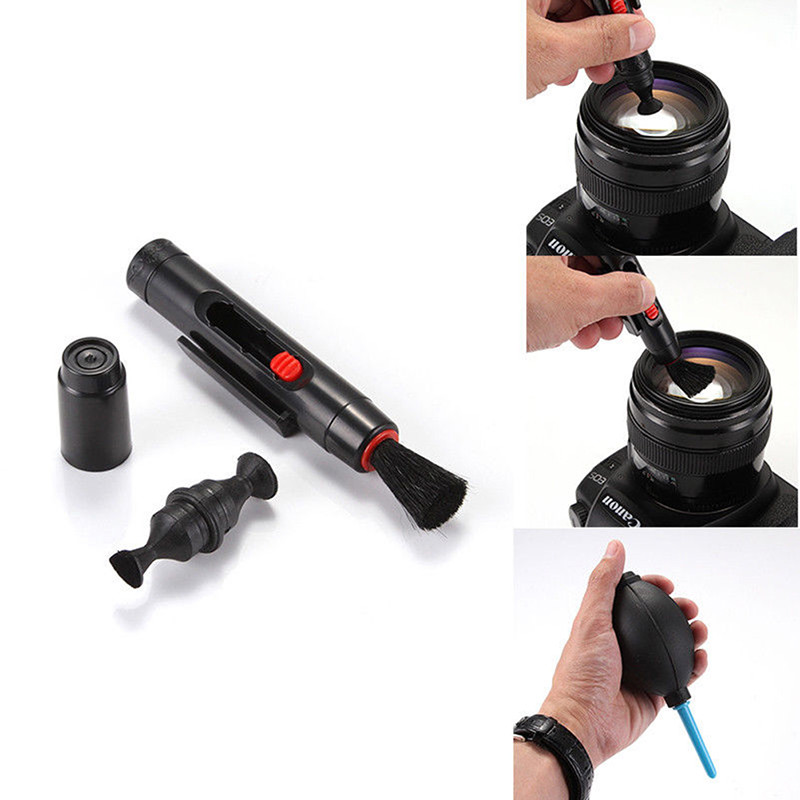 3 in 1 Lens Cleaning Cleaner Dust Pen Blower Cloth Kit For DSLR VCR C ...