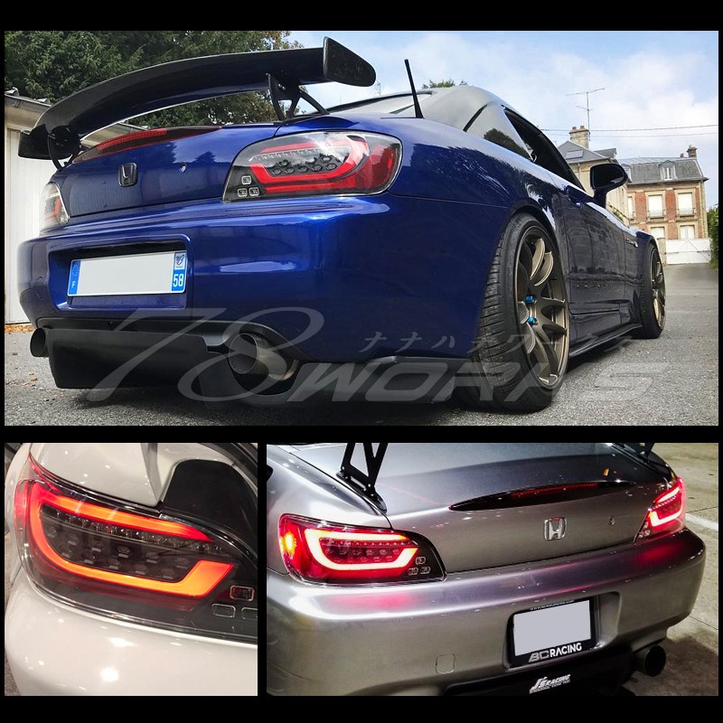 78WORKS Black Fiber LED Taillights Sequential For Honda S2000 AP1 AP2 ...