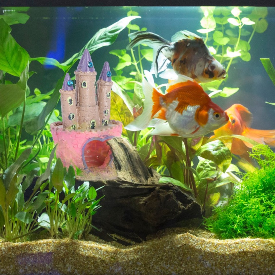 Fish Tank Castle Ornaments Aquarium Cartoon Decoration Betta Hideout ...