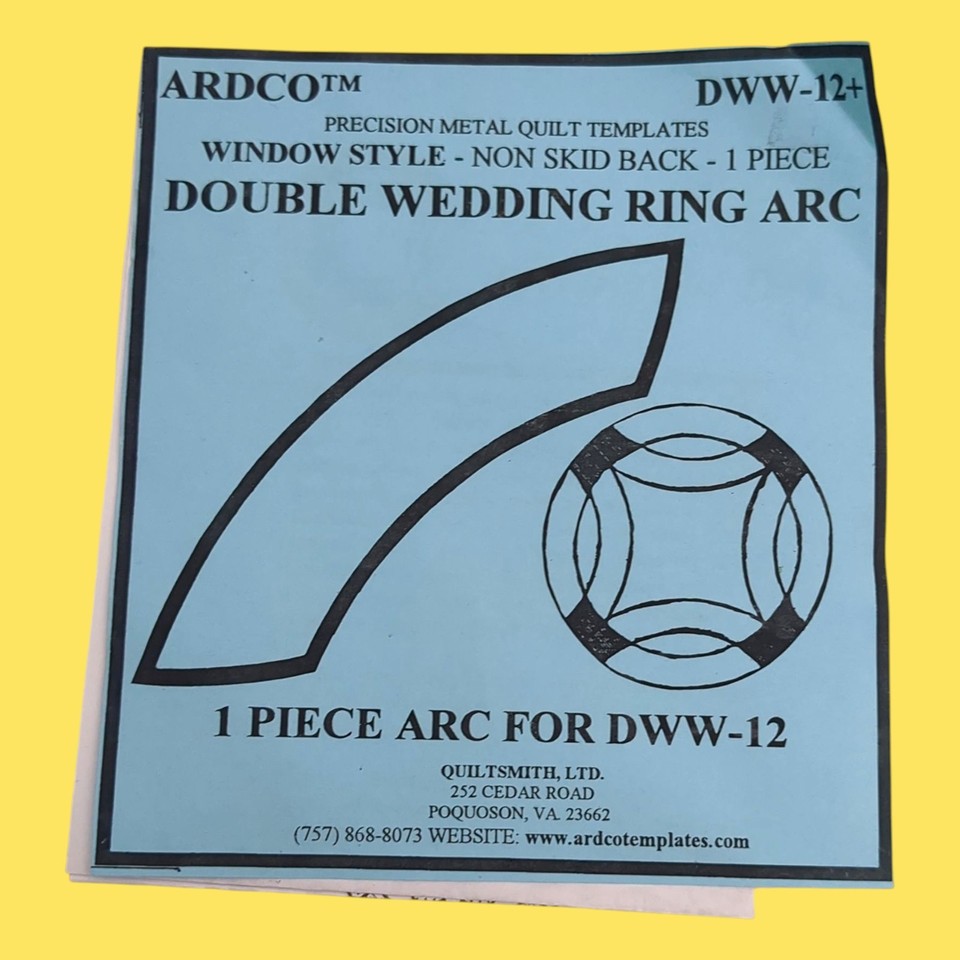 Ardco Precision Metal Non-Skid Quilt Templates Double Wedding Ring Arc ...