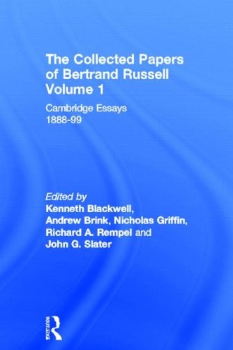 THE COLLECTED PAPERS OF BERTRAND RUSSELL, VOL. 1: By Kenneth Blackwell ...
