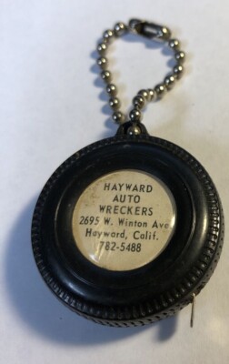 Vintage Hayward Auto Wreckers Advertising Tape Measure Keychain CA | eBay