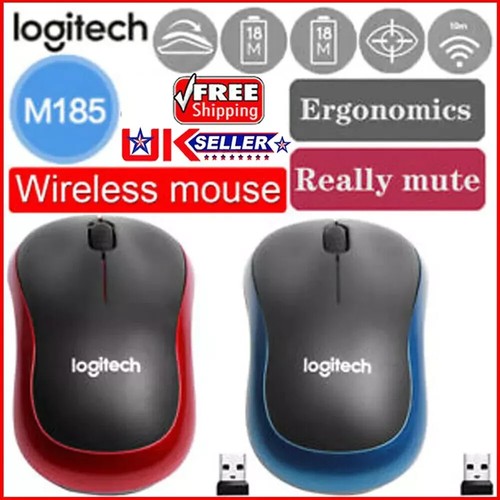 Logitech M185 Wireless Optical Mouse Compact + 2.4GHz USB Receiver for ...
