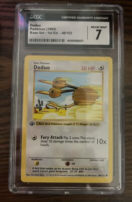 Doduo Pokemon 1999 Base Set 48/102 1st Edition Shadowless CGC 7 Near ...