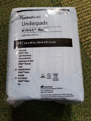 Cardinal Health Underpads Wings Basic 10 Pack 23” x 36” 7176 NEW Sealed ...