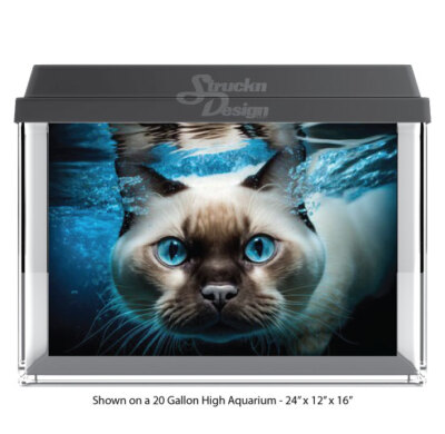 Siamese Cat Swimming Polyester Fish Tank Glass Backdrop Aquarium ...
