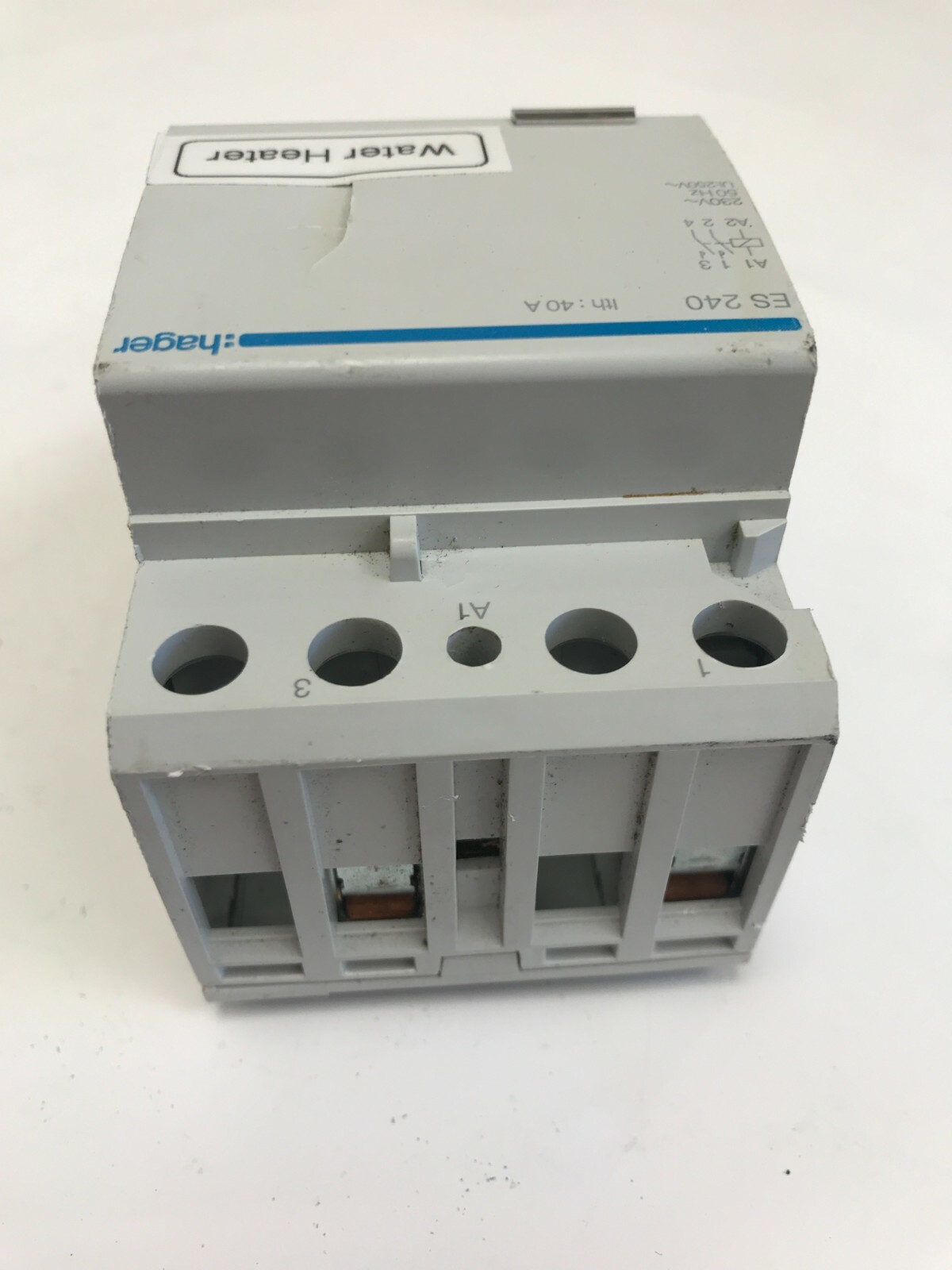HAGER 40a CONTACTOR 2 POLE 3 MOD 2 X N/OPEN 230VAC DIN RAIL ESC240 ...