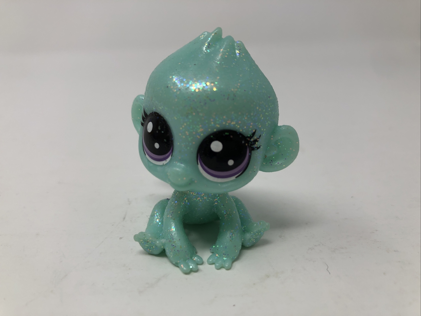 Littlest Pet Shop LPS Teal Glitter Monkey With Purple Dot Eyes Hasbro ...