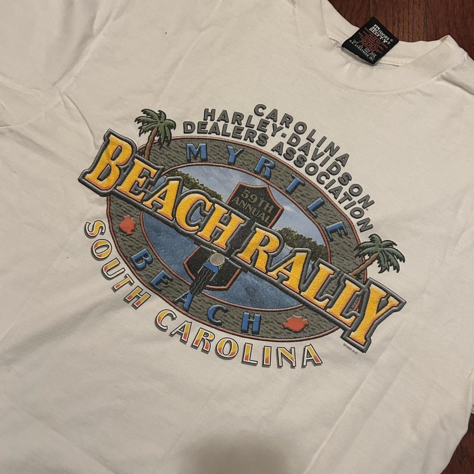 90s harley south carolina thrashed t shirt stains on the front and back ...
