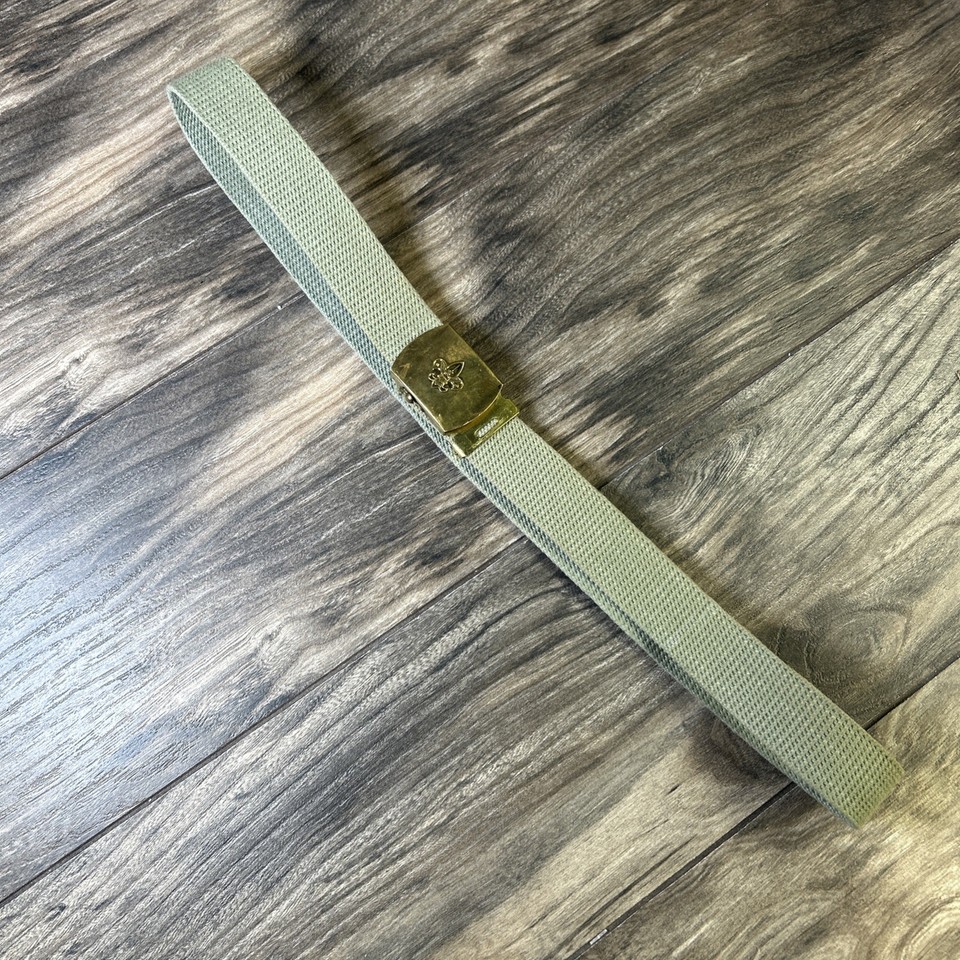 Vintage Boy Scouts America Web Belt BSA Logo Buckle Olive Green Brass ...