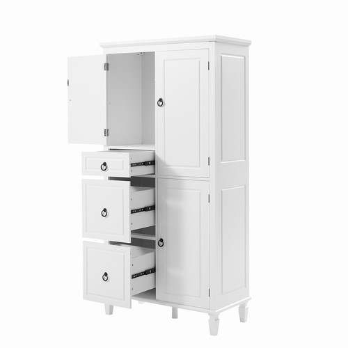 Retro Multi-Functional Storage Cabinet Adjustable Shelves 3 Drawers ...