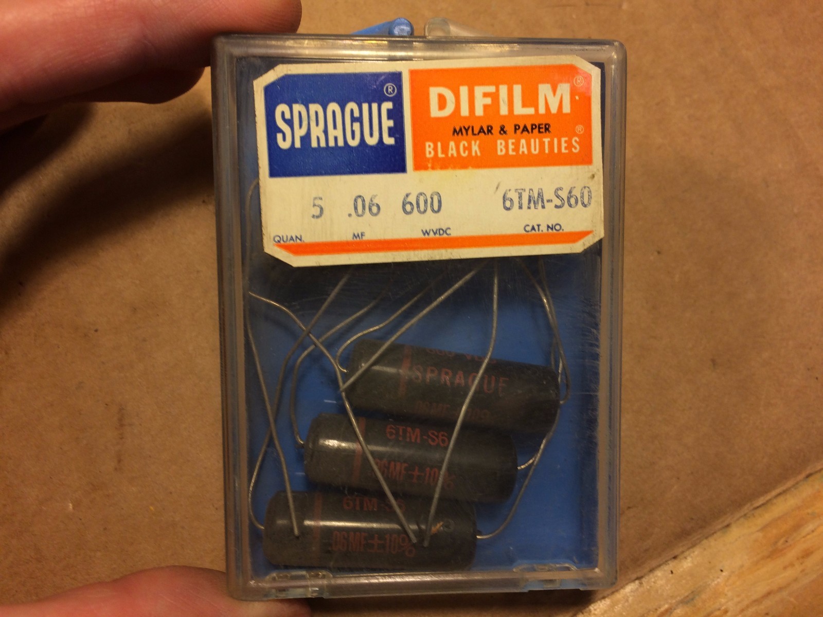 5 NOS NIB Vintage Sprague Black Beauty .06 uf 600v Capacitors Guitar ...