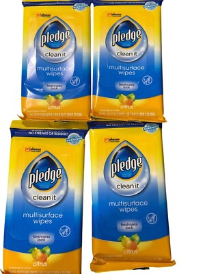 Pledge Clean It Multisurface Wipes Citrus Scent 4-Pack, 25 wipes per | eBay