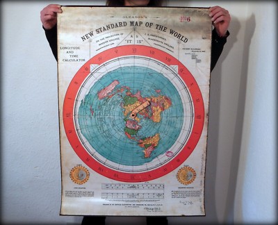 Flat Earth PVC Poster Prints GLEASON'S NEW STANDARD MAP OF WORLD 1892 ...