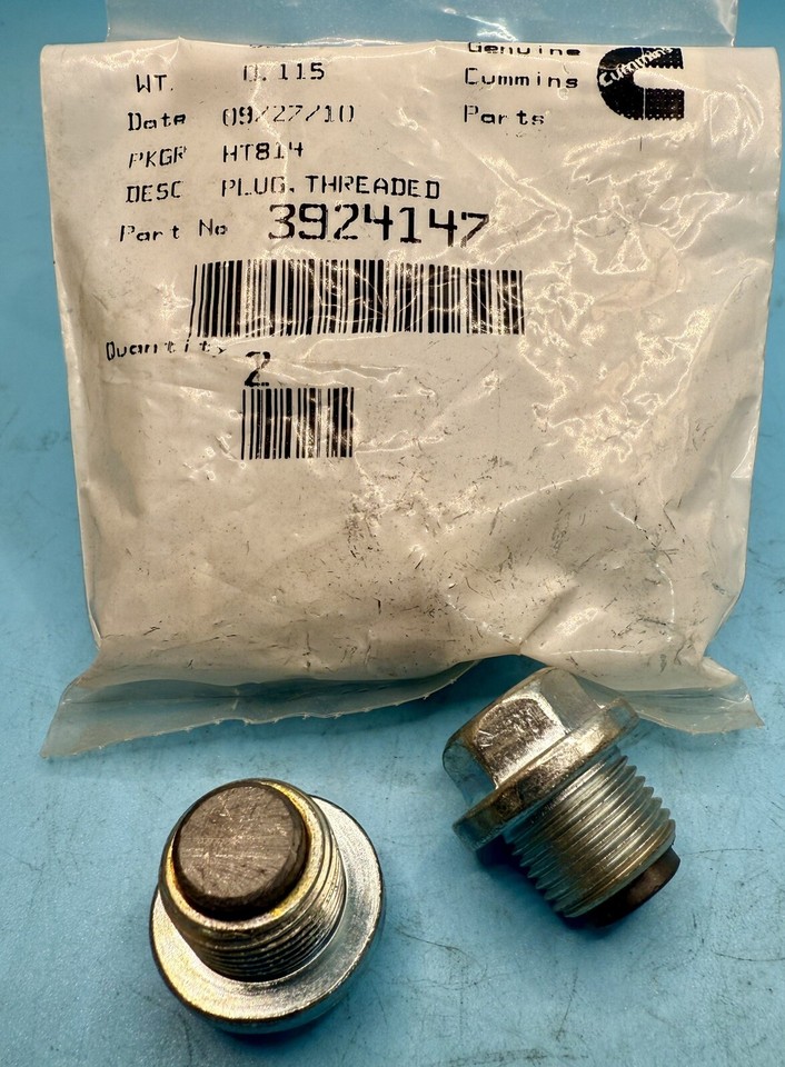 GENUINE CUMMINS 3924147 (2) MAGNETIC THREADED OIL DRAIN PLUGS⚡SHIPS ...